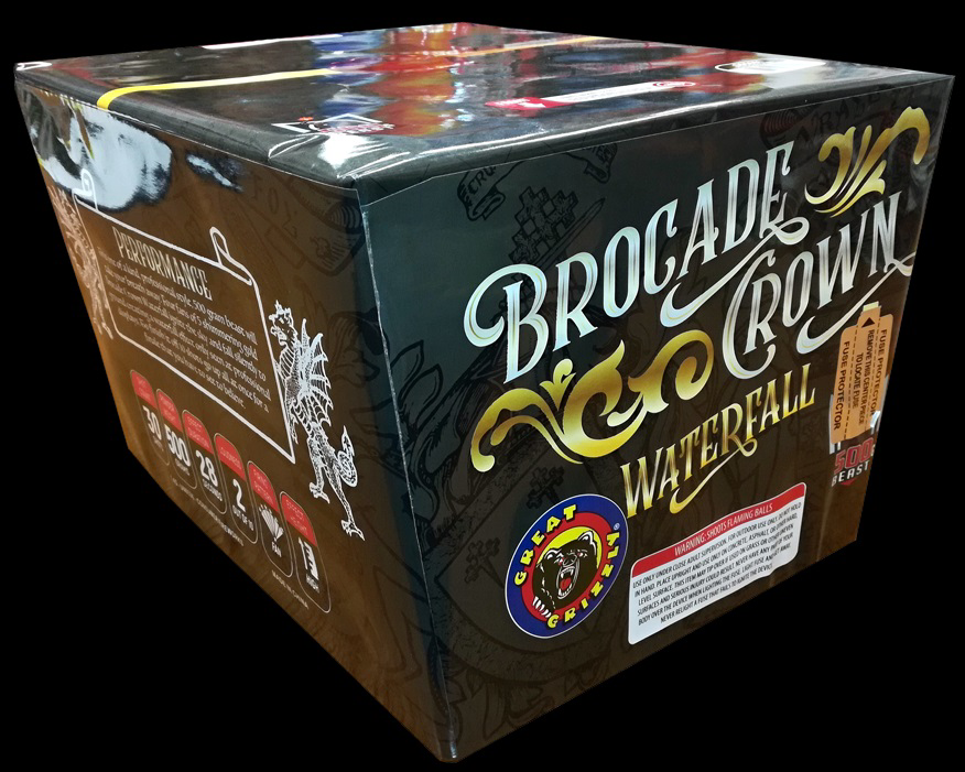 Brocade Crown Waterfall 30-shot – Crossroads Fireworks Waterloo Superstore
